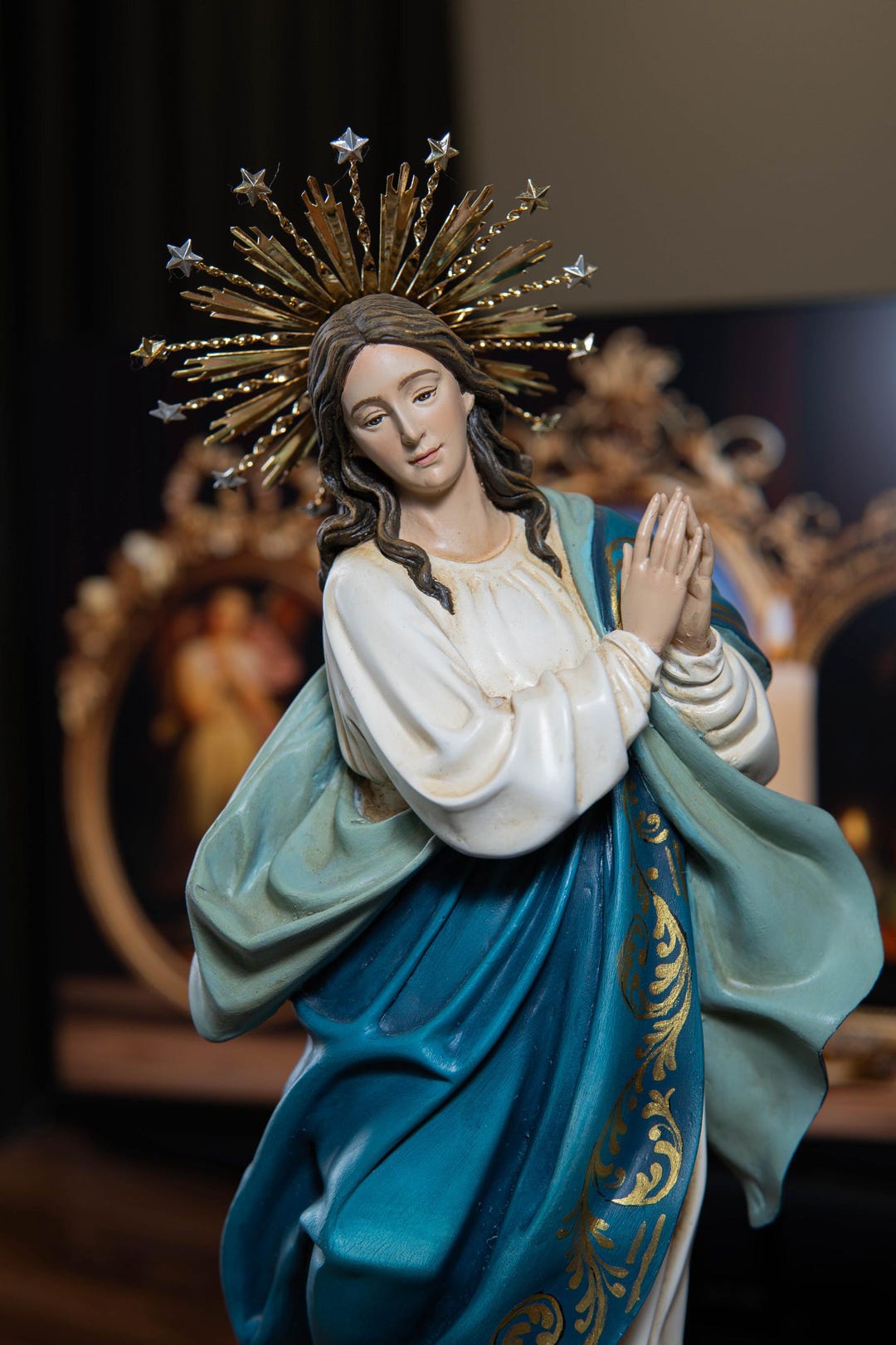 Hand-painted Immaculate Conception of the Virgin Mary Blessed Mother ...