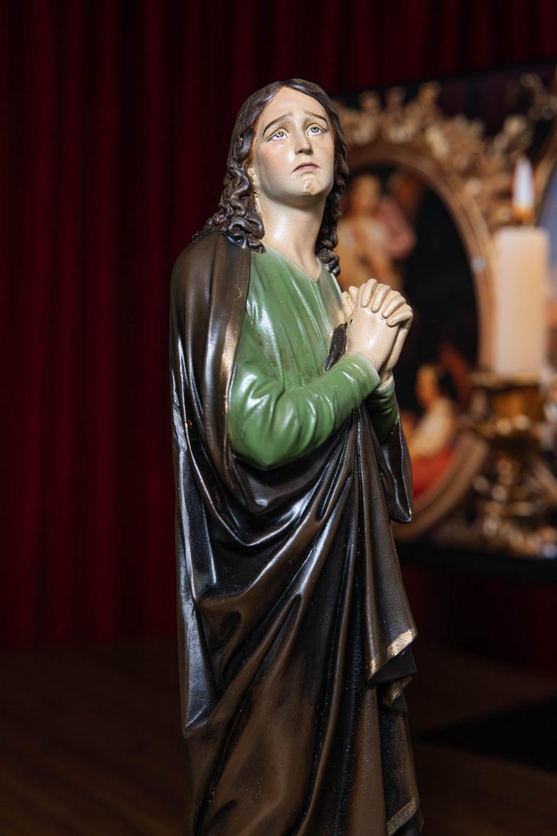 Premium Hand-painted Set: Our Lady of Sorrows & St John Apostle Statue ...