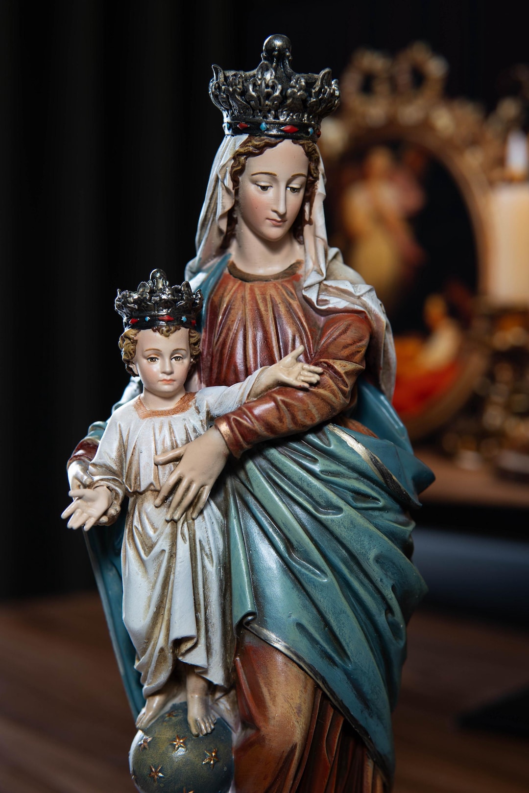 Hand-painted Our Lady of Victory Statue Virgin Mary Blessed Mother ...