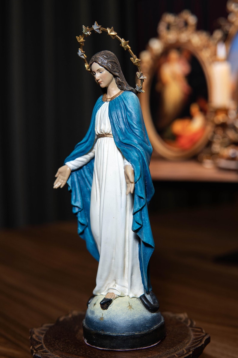 Hand-painted Our Lady of Grace Statue Virgin Mary Blessed Mother ...