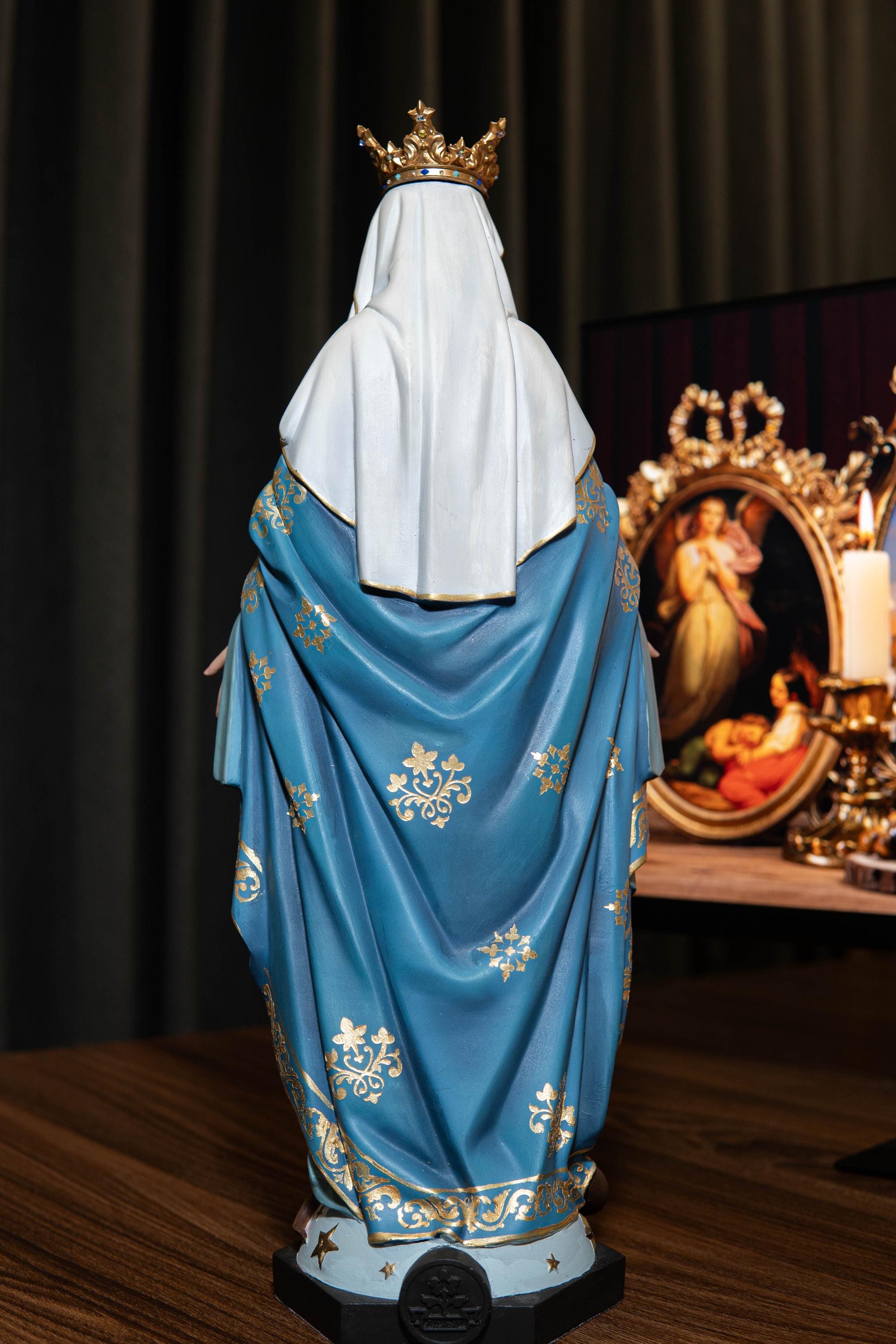 Hand-painted Our Lady of Grace Statue 15.7 Inches Virgin Mary Blessed ...