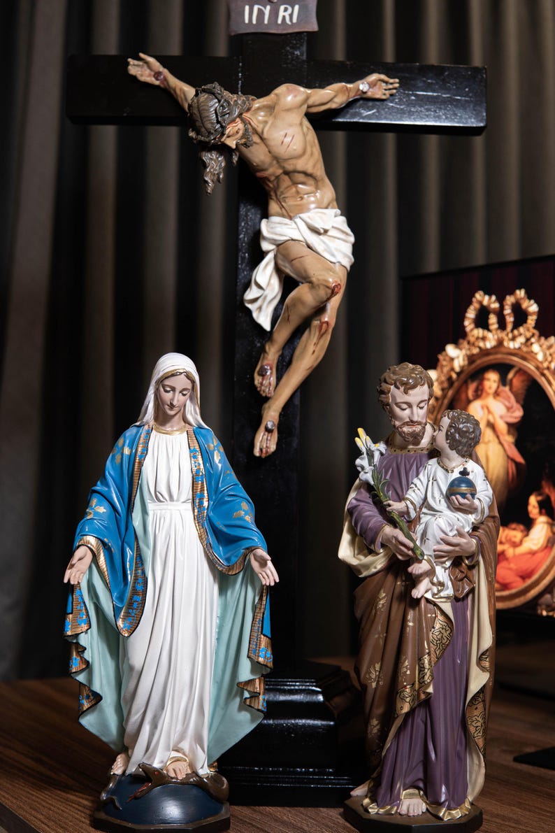 Hand-painted Our Lady of Grace Statue With Motifs 11.8