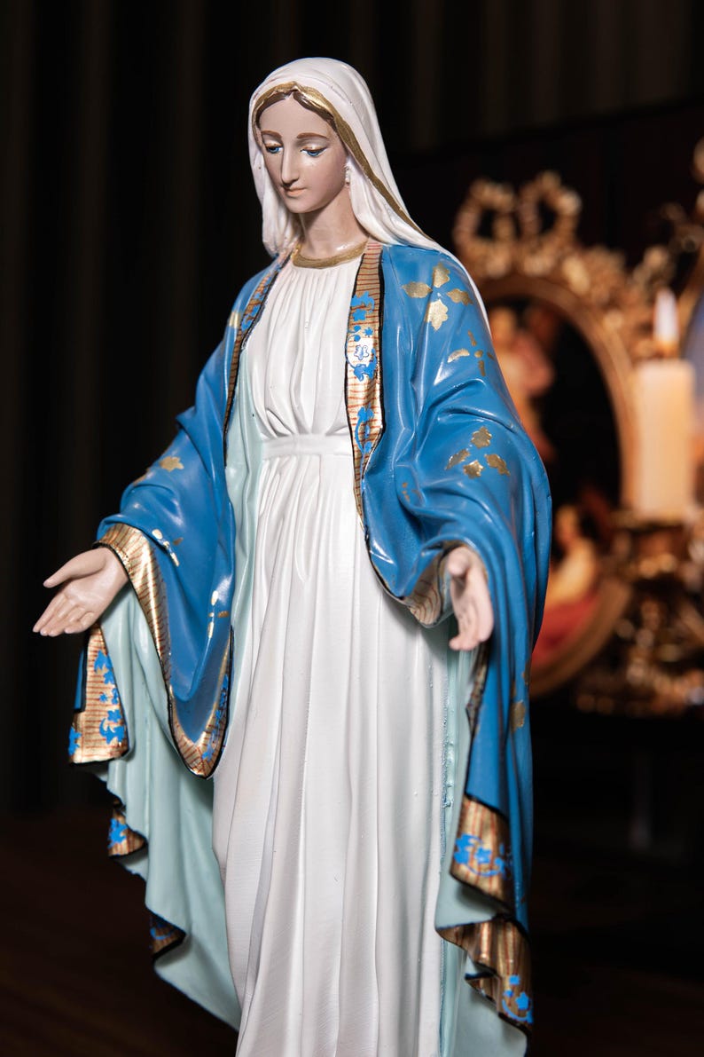Hand-painted Our Lady of Grace Statue With Motifs 11.8