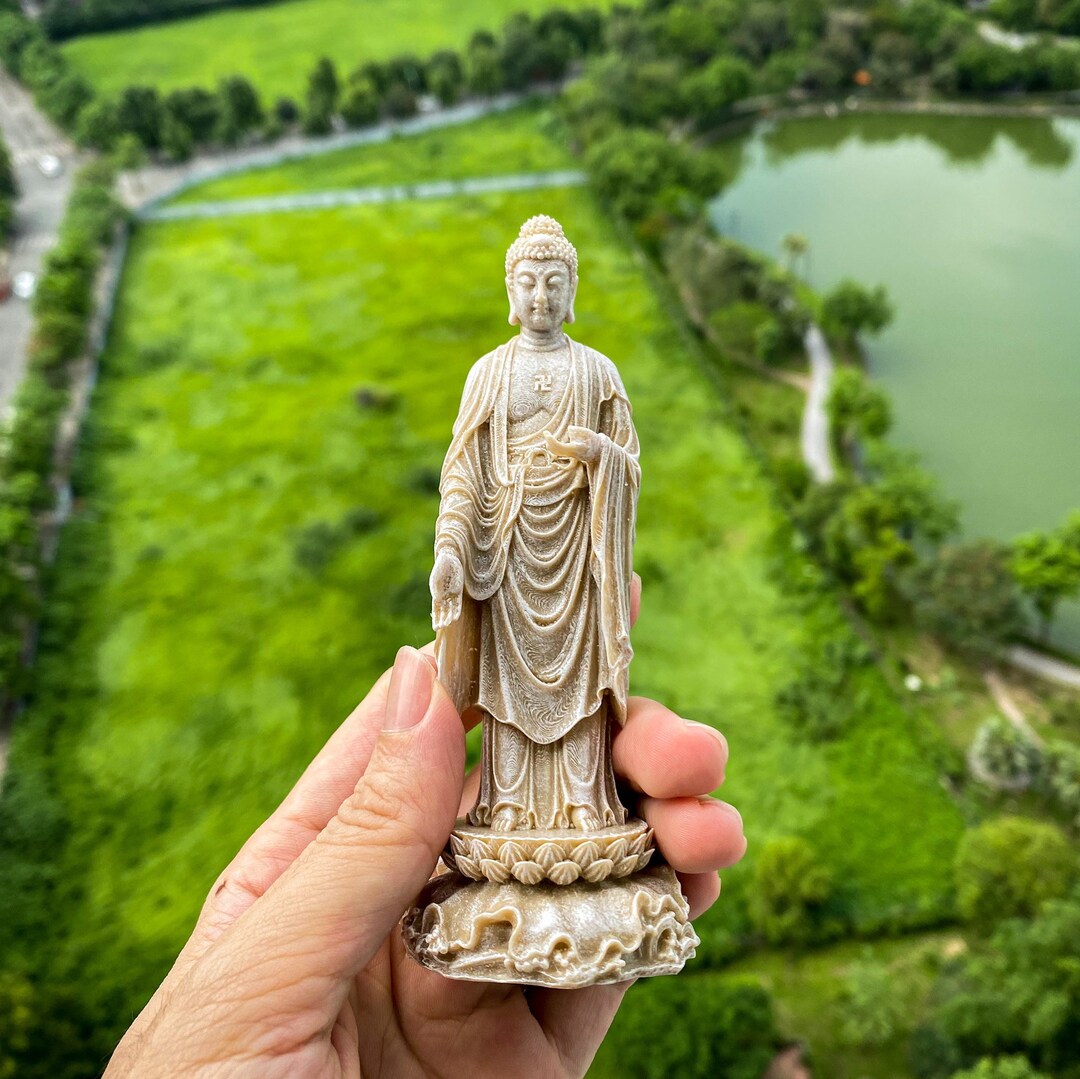 Amitabha Buddha Standing on Lotus, Buddha Statue Indoor Outdoor, Home ...
