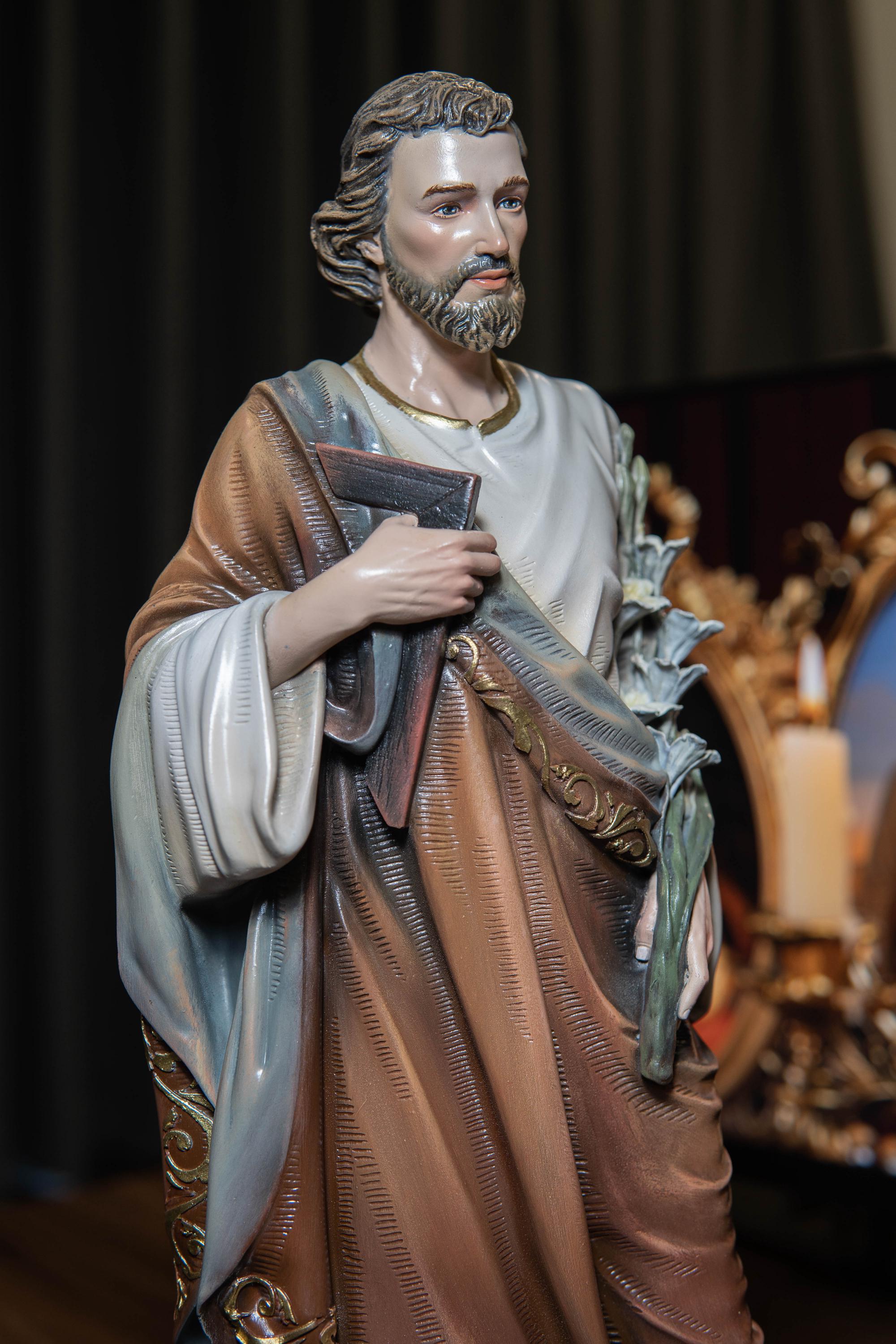 Hand-painted Saint Joseph Statue in Warm Earth Tones–catholic Statues ...