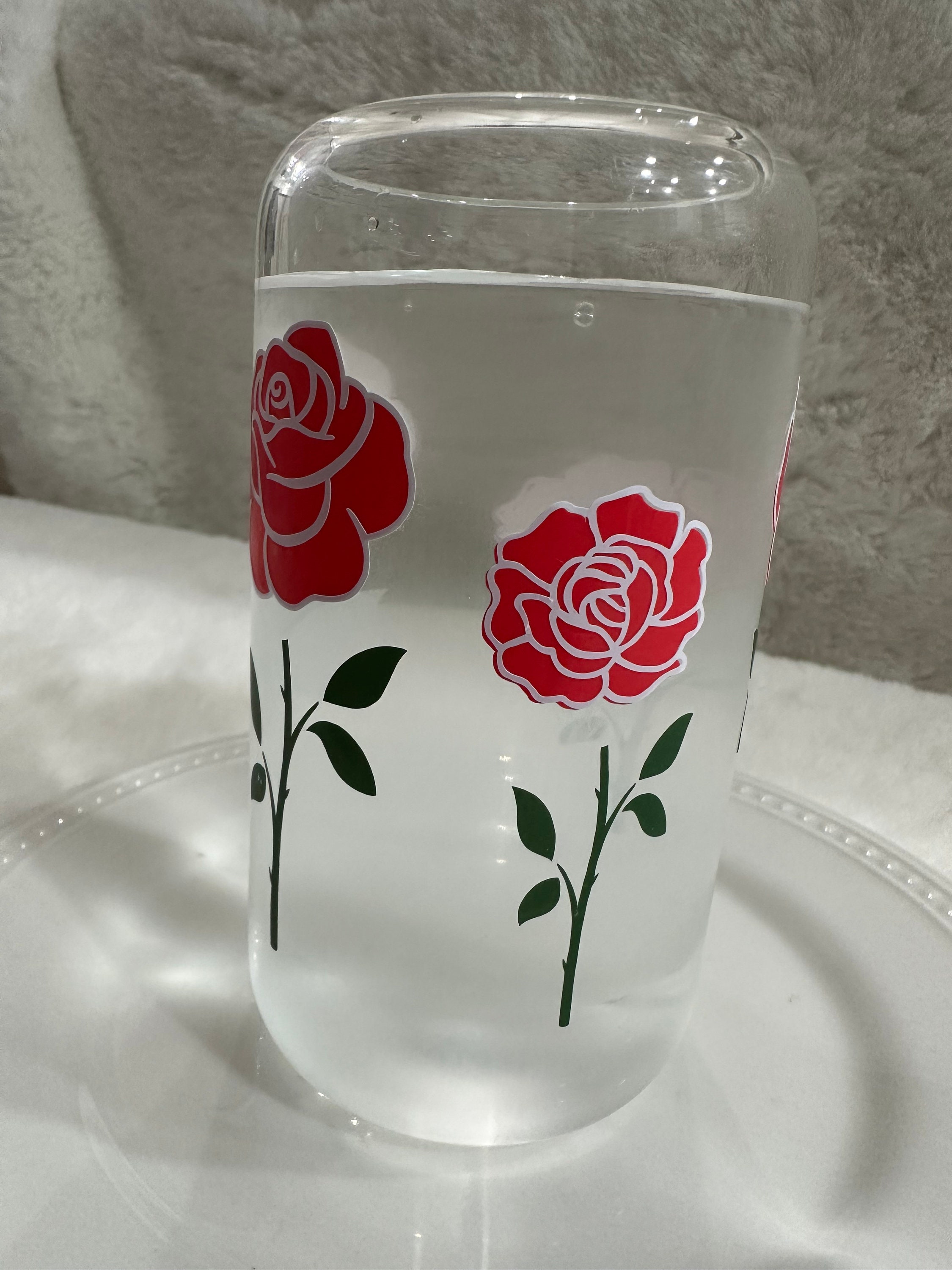 Color Changing Rose Glass Cup Roses Are Red Cold Drinks - Etsy