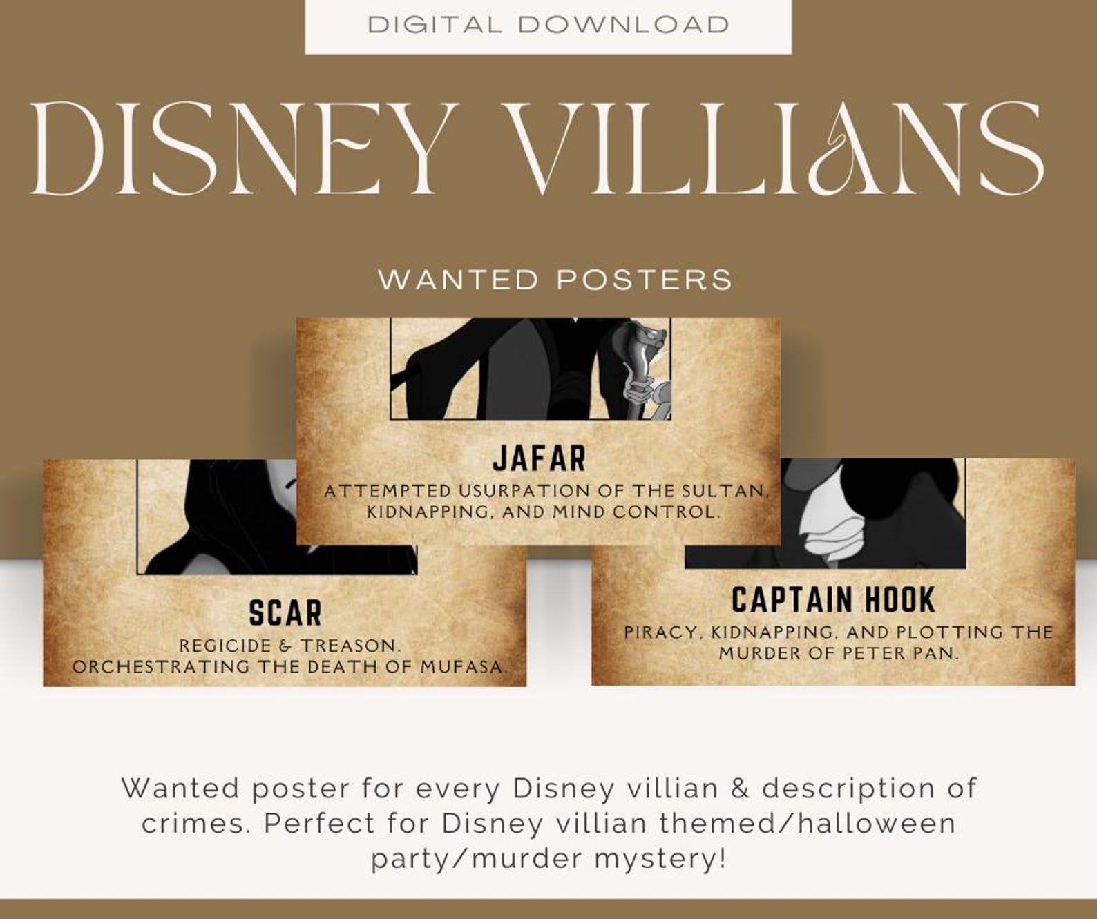 Disney Villian Wanted Posters - Heroes and Villians Party Decor Ideas ...