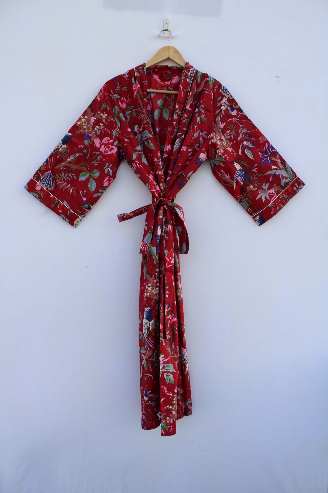 OFMD Kimono Cotton Kimono Bathrobe Valentines Day Giftbird - Etsy