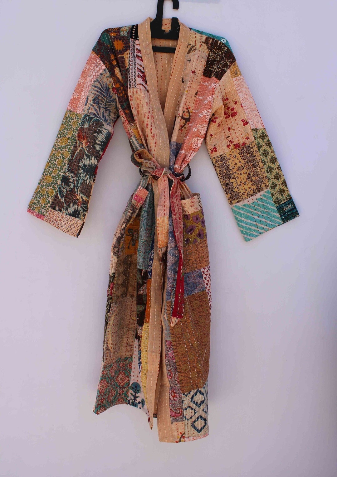 Handmade Kantha Quilted Kimono Robe, Patchwork Cotton Jacket - Etsy