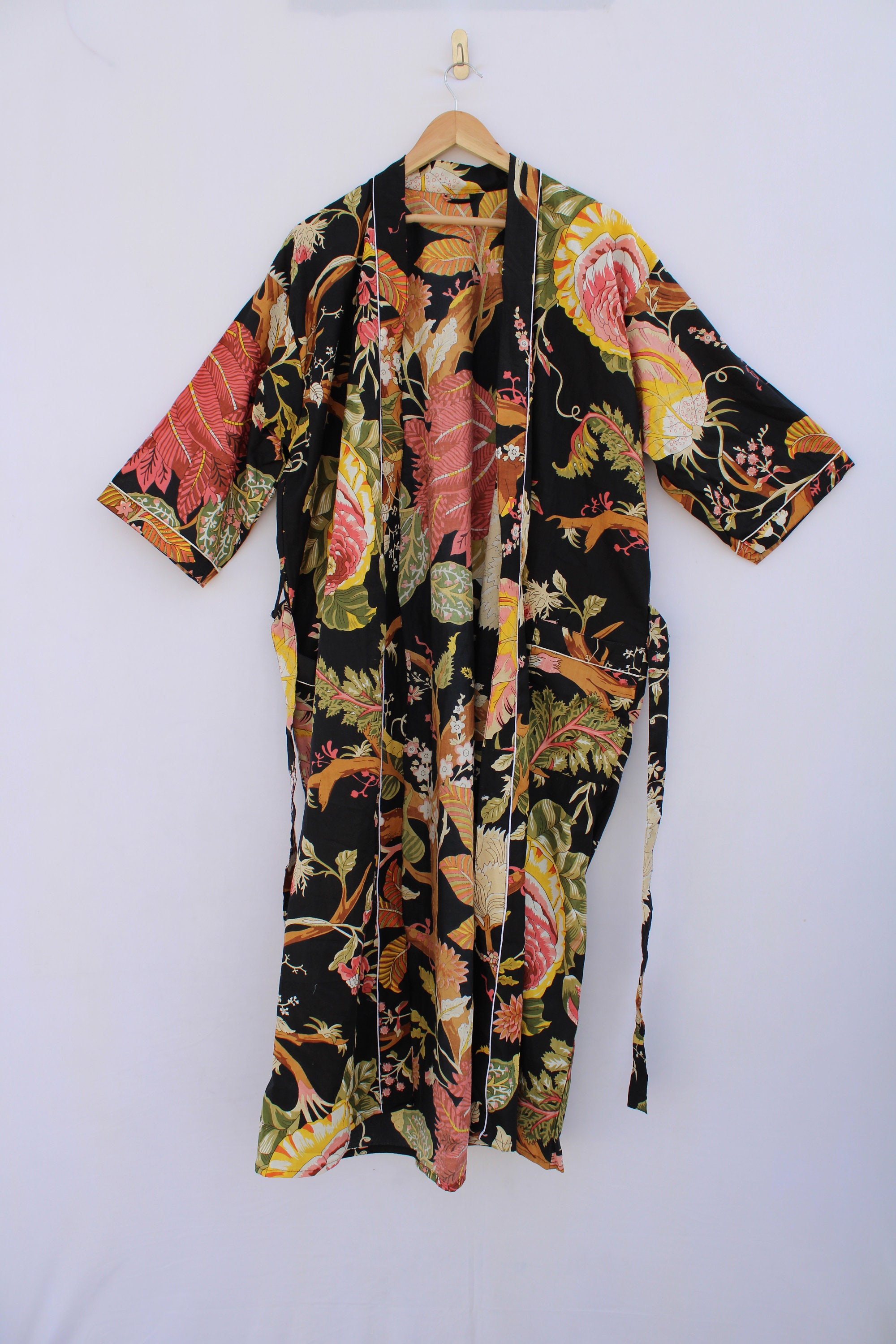 Cotton Kimono Robe, Block Print Robes for Women,dressing Gown, Plus ...