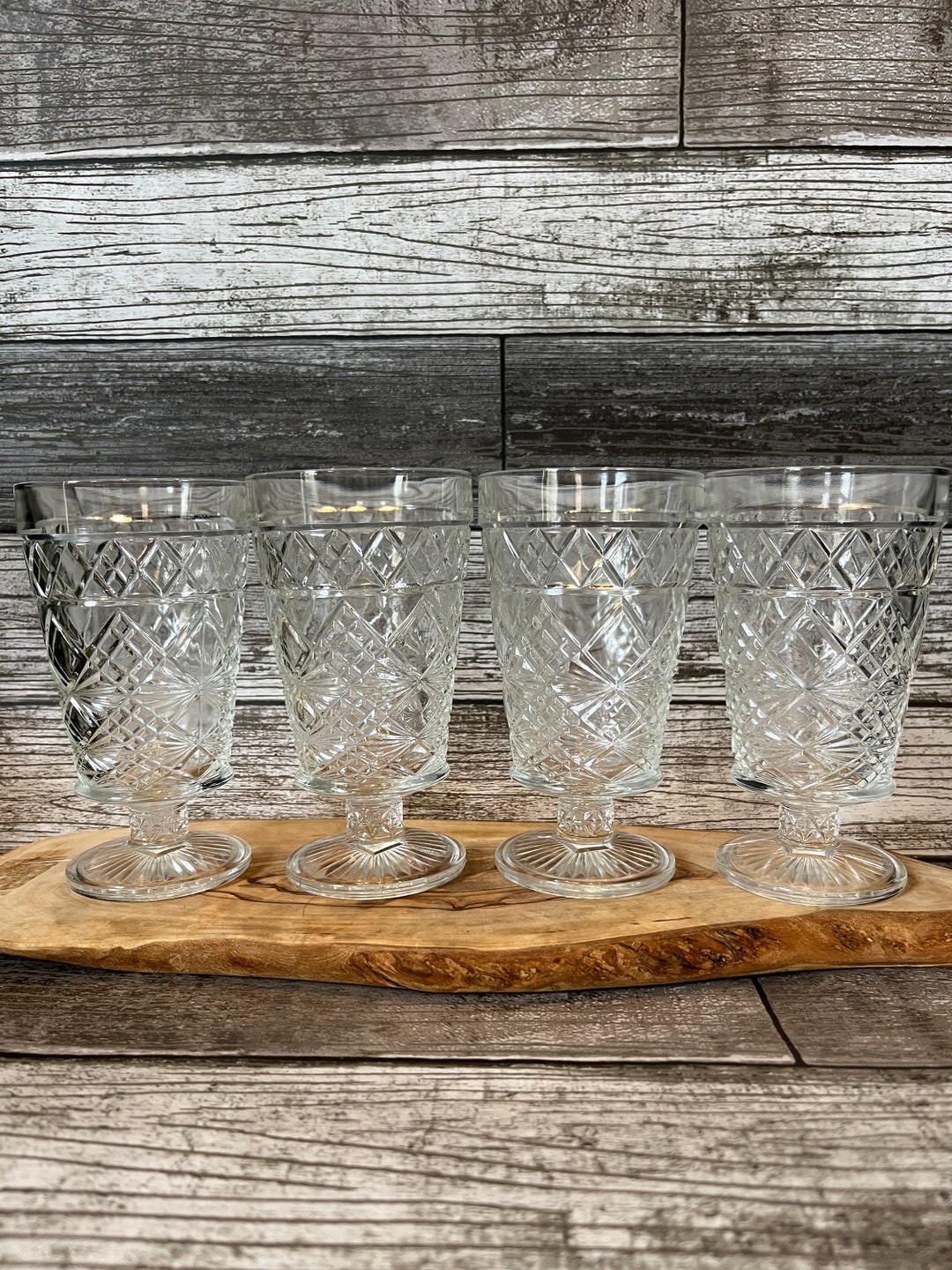 Set of 4 Hazel Atlas Water Wine Glasses Vintage Glassware - Etsy