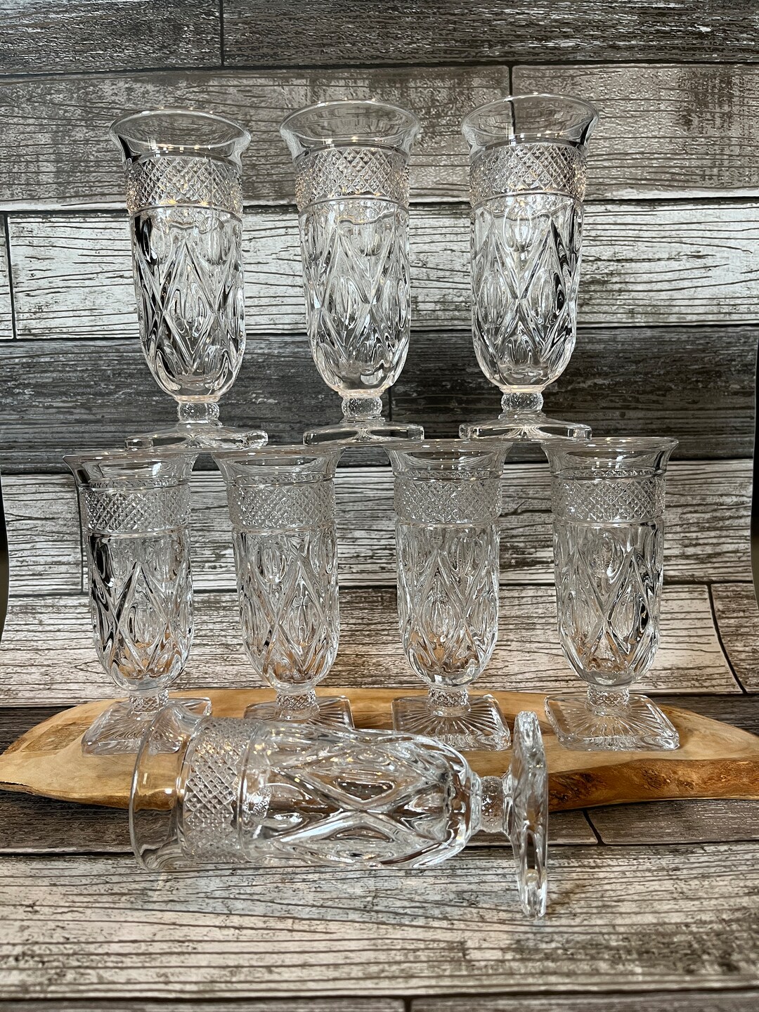 Set of 7 Vintage Imperial Glass "cape Cod" Parfait Champagne Flutes ...