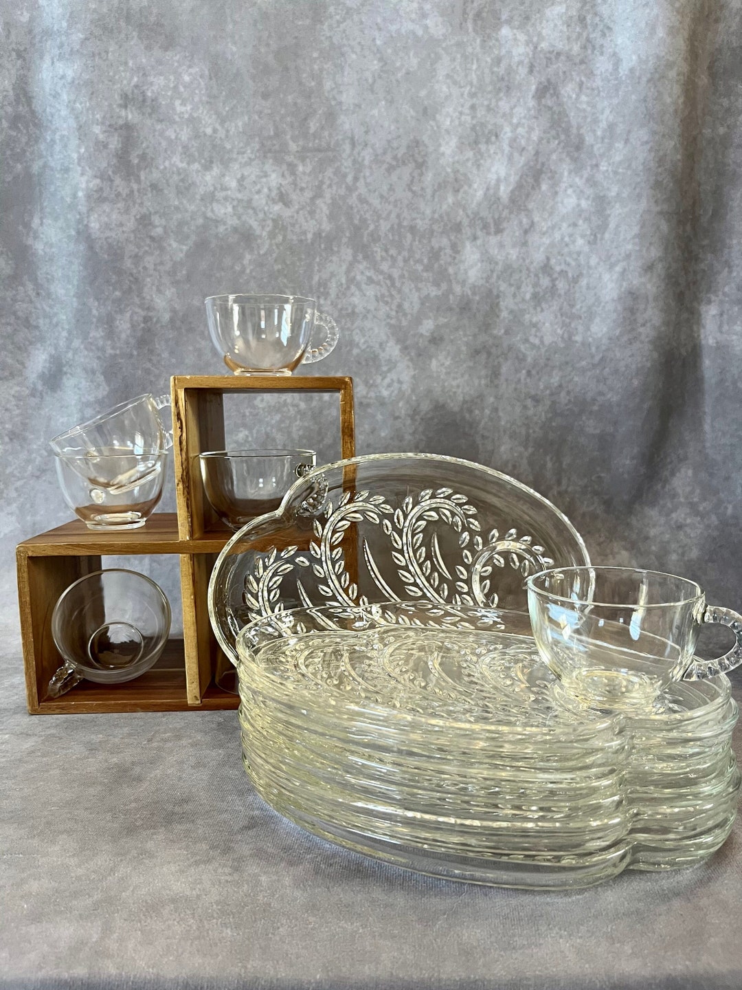 Vintage Federal Glass Brunch Snack Set (sold by Each Set of 1 Plate / 1 ...