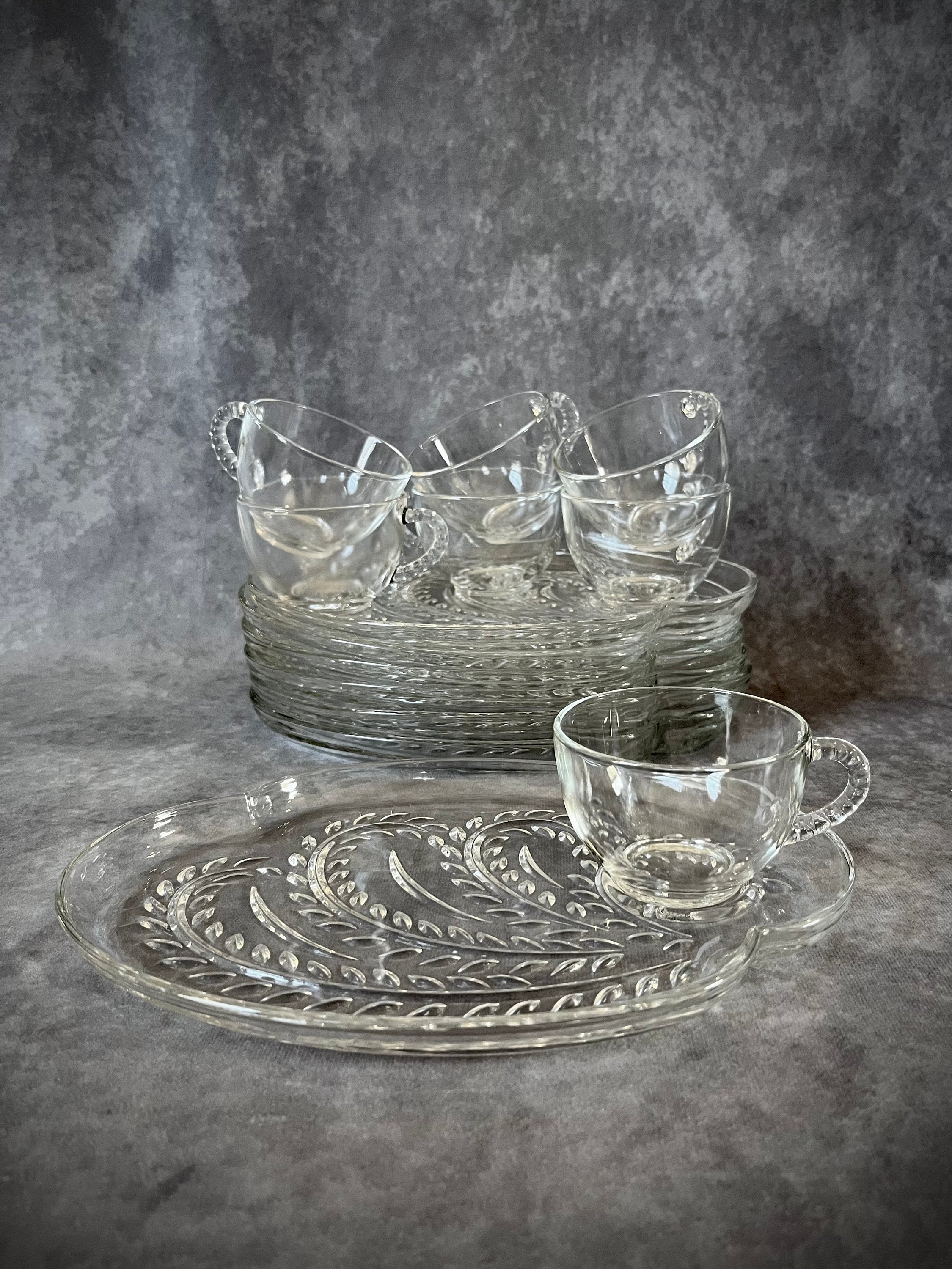 Vintage Federal Glass Brunch Snack Set (sold by Each Set of 1 Plate / 1 ...