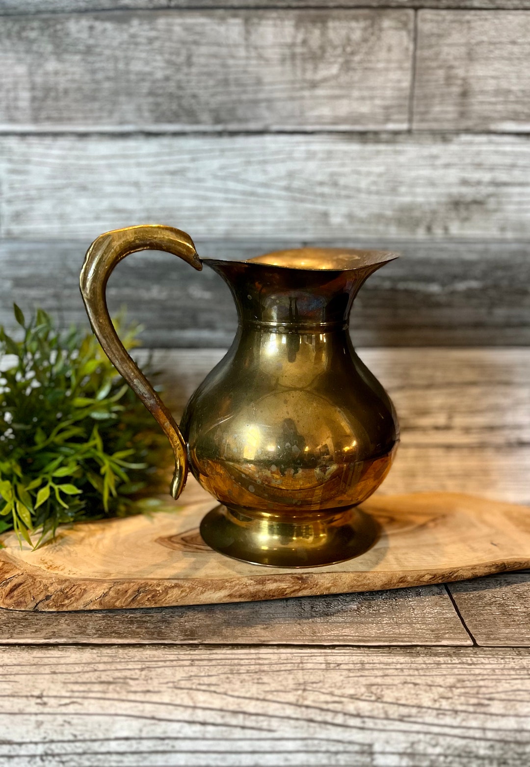 Vintage Brass Pitcher Solid Brass - Etsy