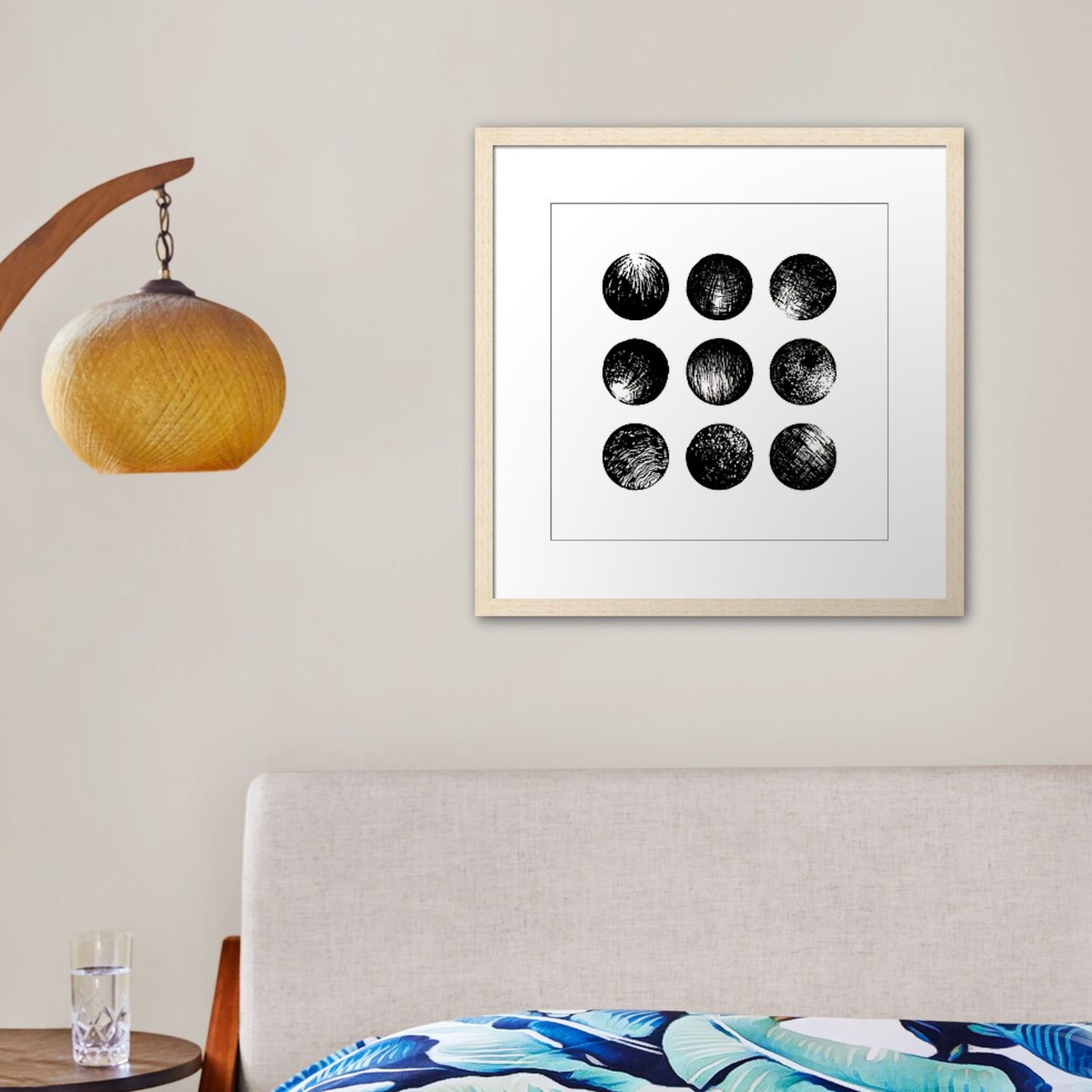 Square of Orbs Art Print Black and White Drawing - Etsy Australia
