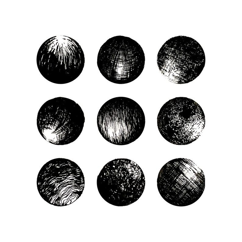 Square of Orbs Art Print Black and White Drawing - Etsy Australia