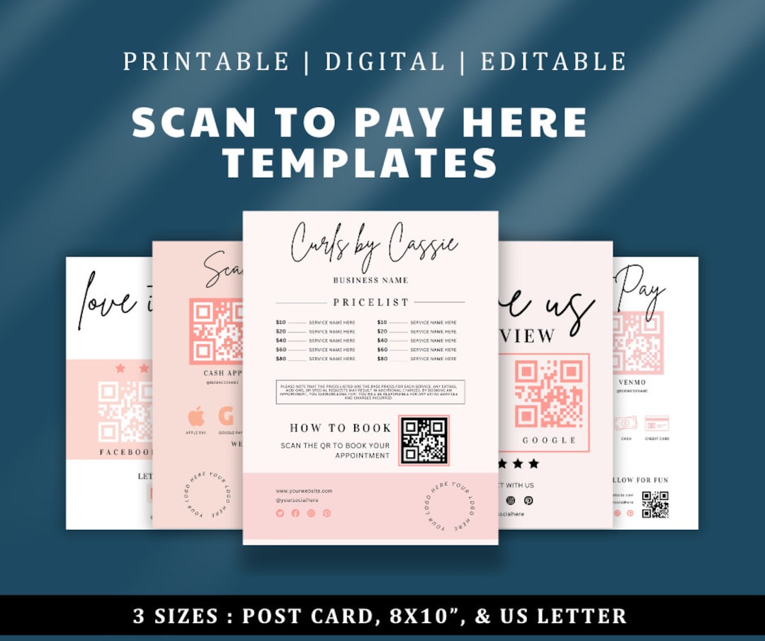 Scan to Pay QR Code Price List for Small Business Popup Shops, Payment ...