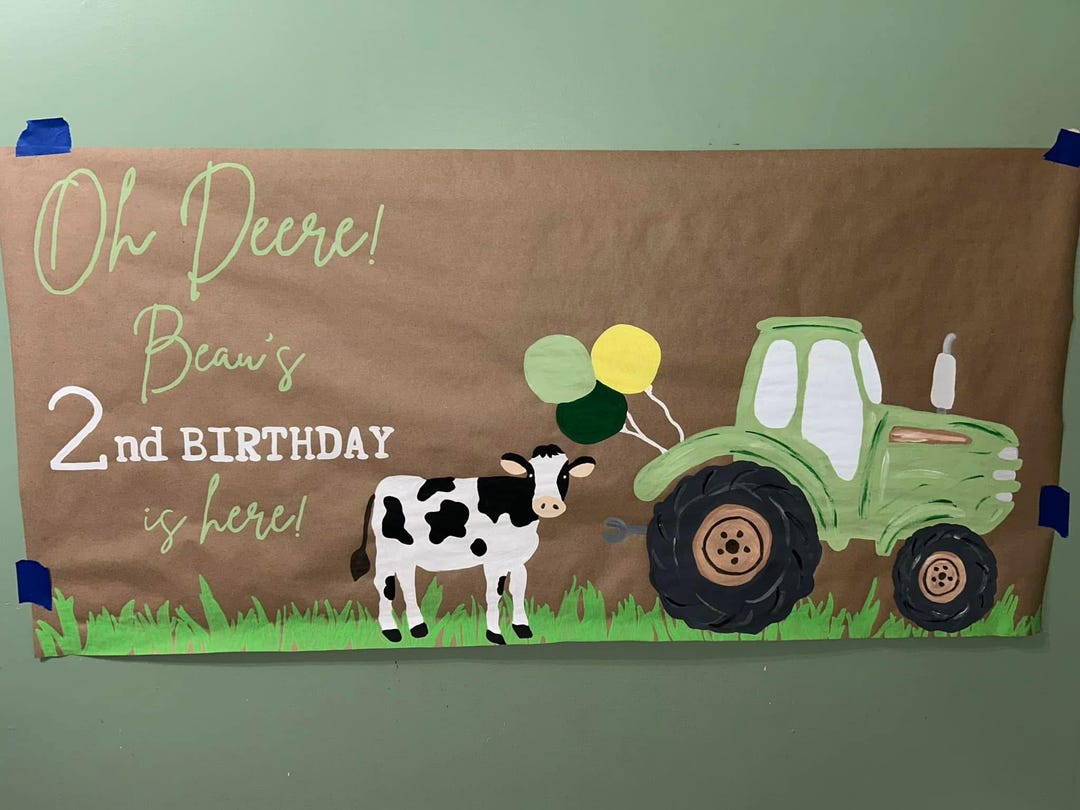 Tractor Birthday Banner, Hand-painted Birthday Banner, John Deere ...