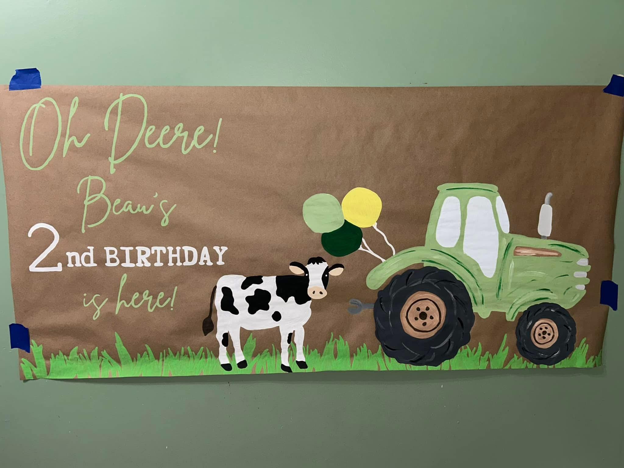 Tractor Birthday Banner, Hand-painted Birthday Banner, John Deere ...