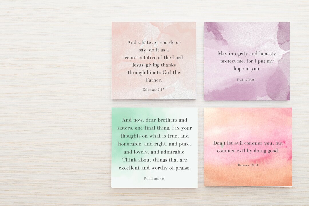 Digital Download Set of 4 Watercolor Bible Verse Cards - Etsy