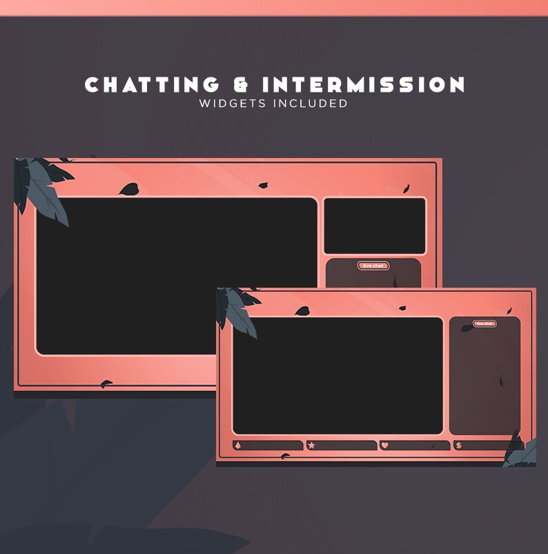 Peach Foliage Animated Stream Overlay Pack | Animated Stream Overlay ...