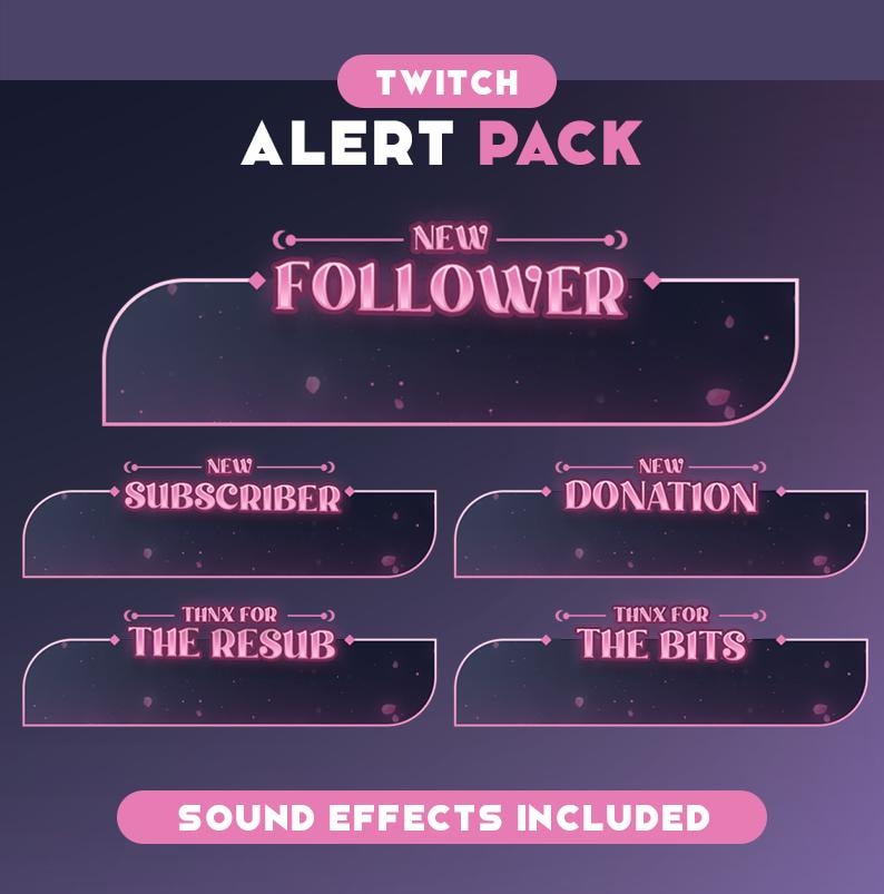 Animated Pink Stream Alerts - Pink Twitch Alerts - Sub Bomb Alert - Compatible With Streamlabs ...