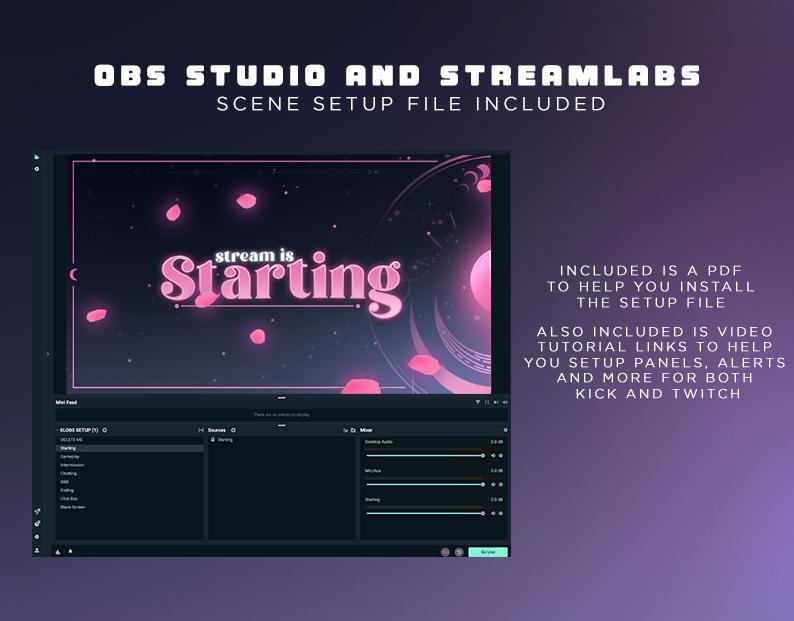 Sakura Pink Animated Stream Overlay Pack/animated Stream Overlay/screen ...
