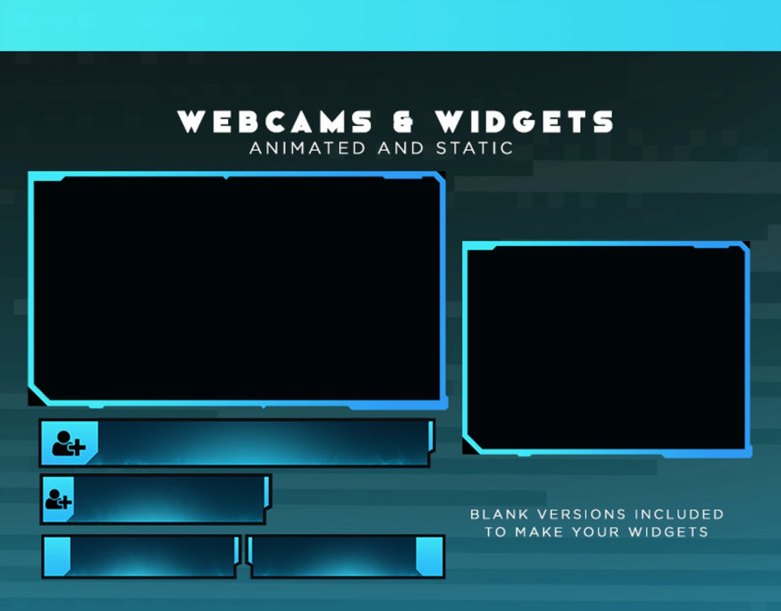 Blue Glitch Animated Stream Overlay Pack | Animated Stream Overlay ...