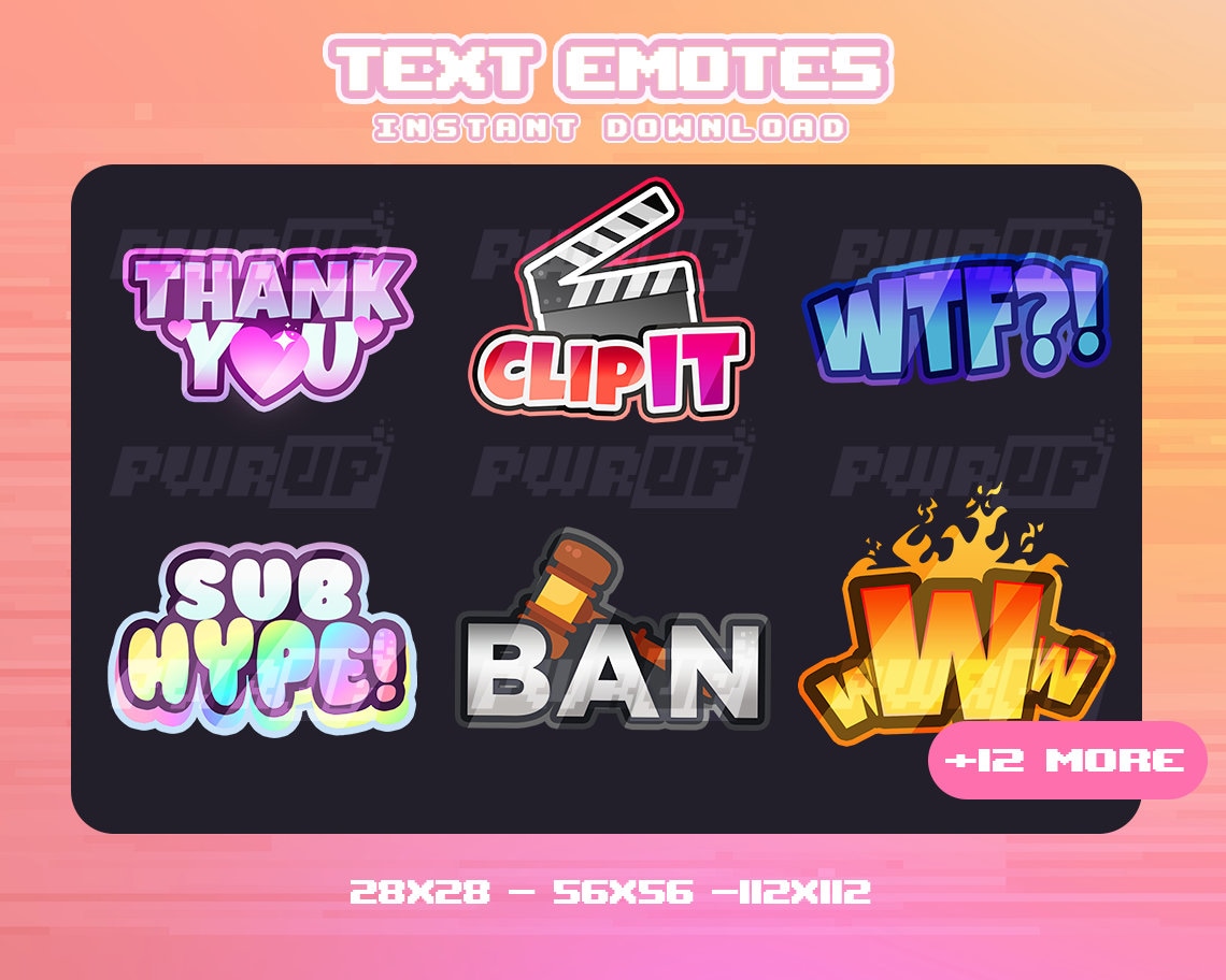 18x Twitch Emotes Pack for Streamers - Static Text Emote - Text Emote ...