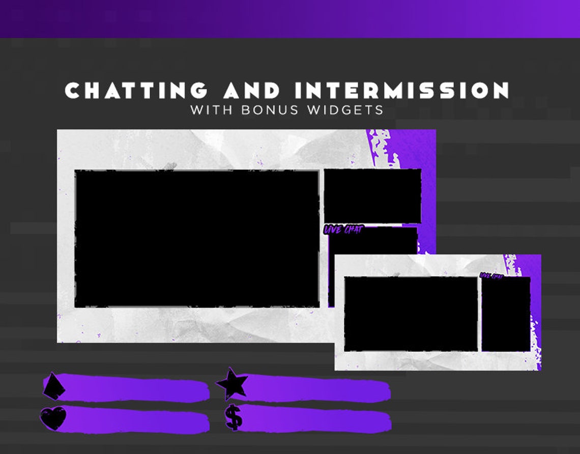 Purple Grunge Animated Stream Overlay Pack Animated Stream Overlay ...