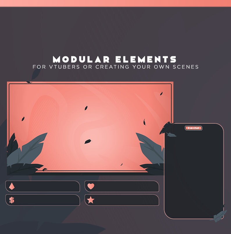 Peach Foliage Animated Stream Overlay Pack | Animated Stream Overlay ...