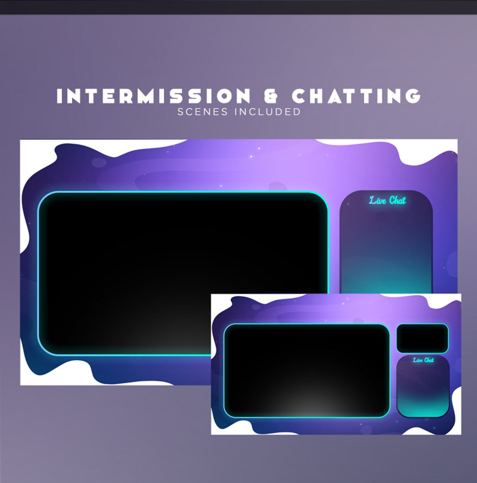 Neon Galaxy Animated Stream Overlay Pack Animated Twitch Stream