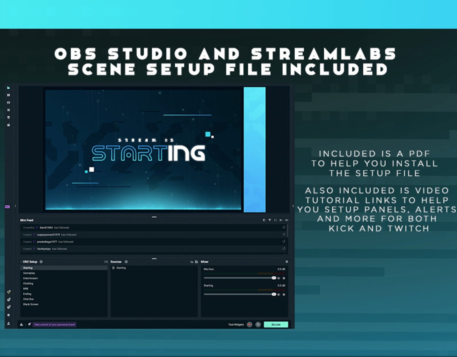 Blue Glitch Animated Stream Overlay Pack | Animated Stream Overlay ...