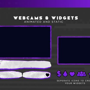 Purple Grunge Animated Stream Overlay Pack | Animated Stream Overlay ...