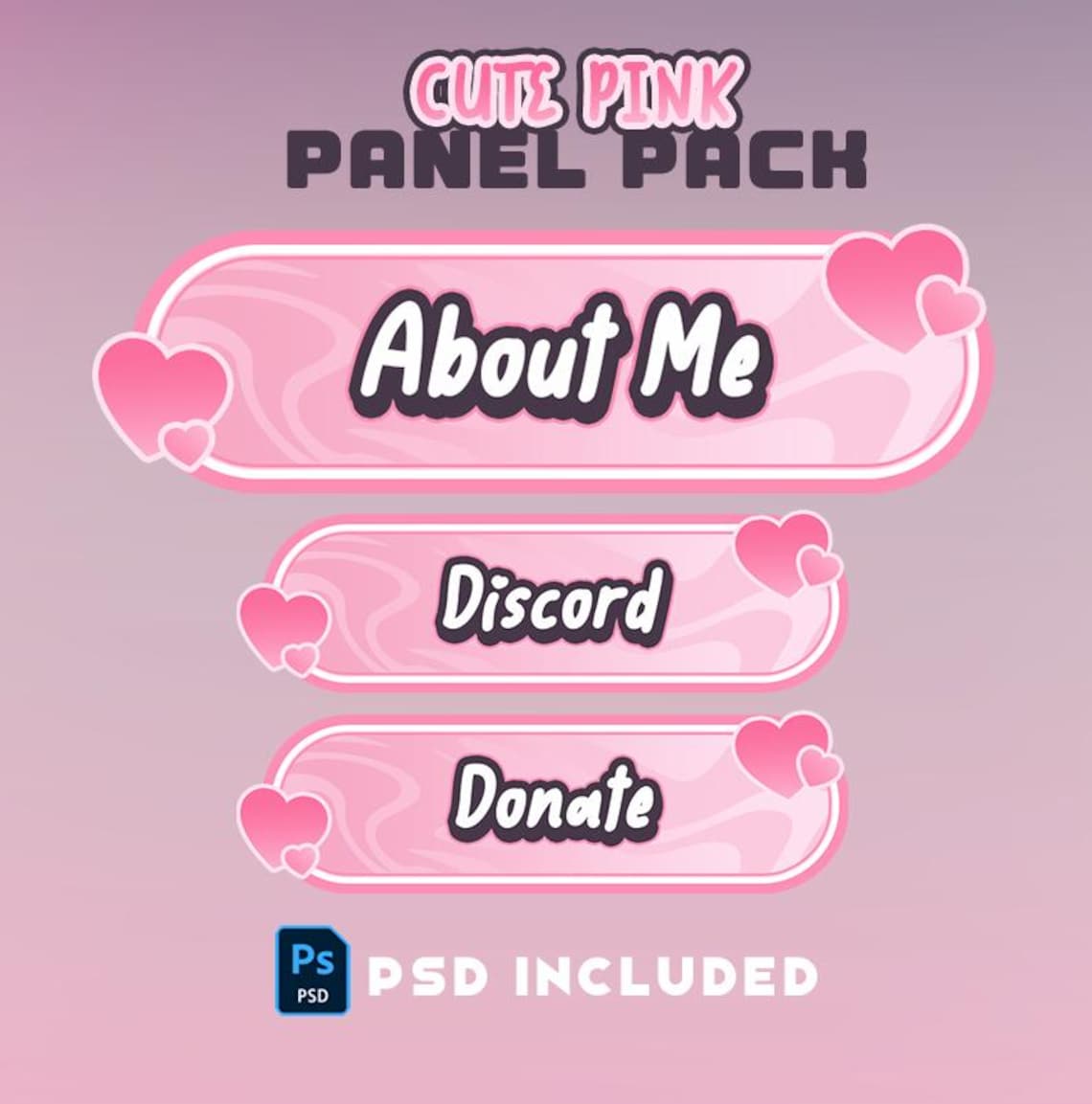 Twitch Panels - Cute Pink Twitch Panels - Stream Panels | Twitch Stream ...