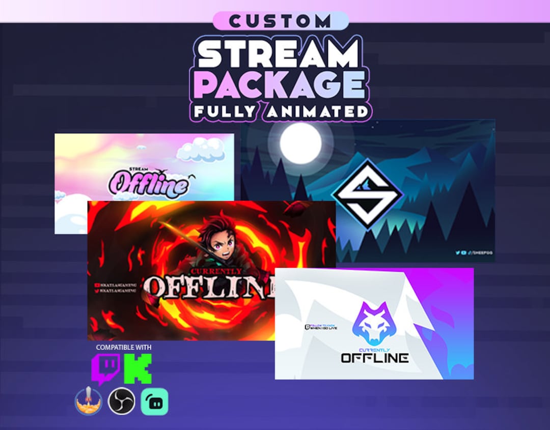 Custom Twitch Animated Stream Package L Custom Twitch Overlay Package L ...