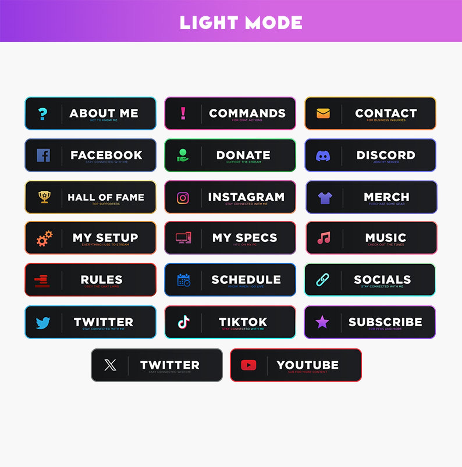 Twitch Panels - Clean Minimal Gradient - Stream Panels | Twitch Stream ...