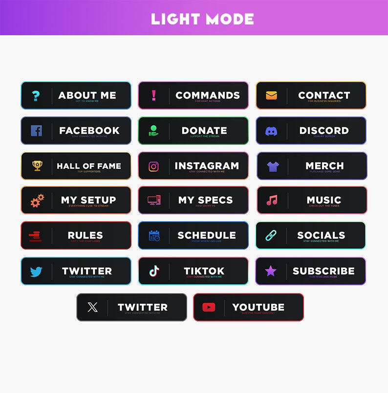 Twitch Panels - Clean Minimal Gradient - Stream Panels | Twitch Stream ...