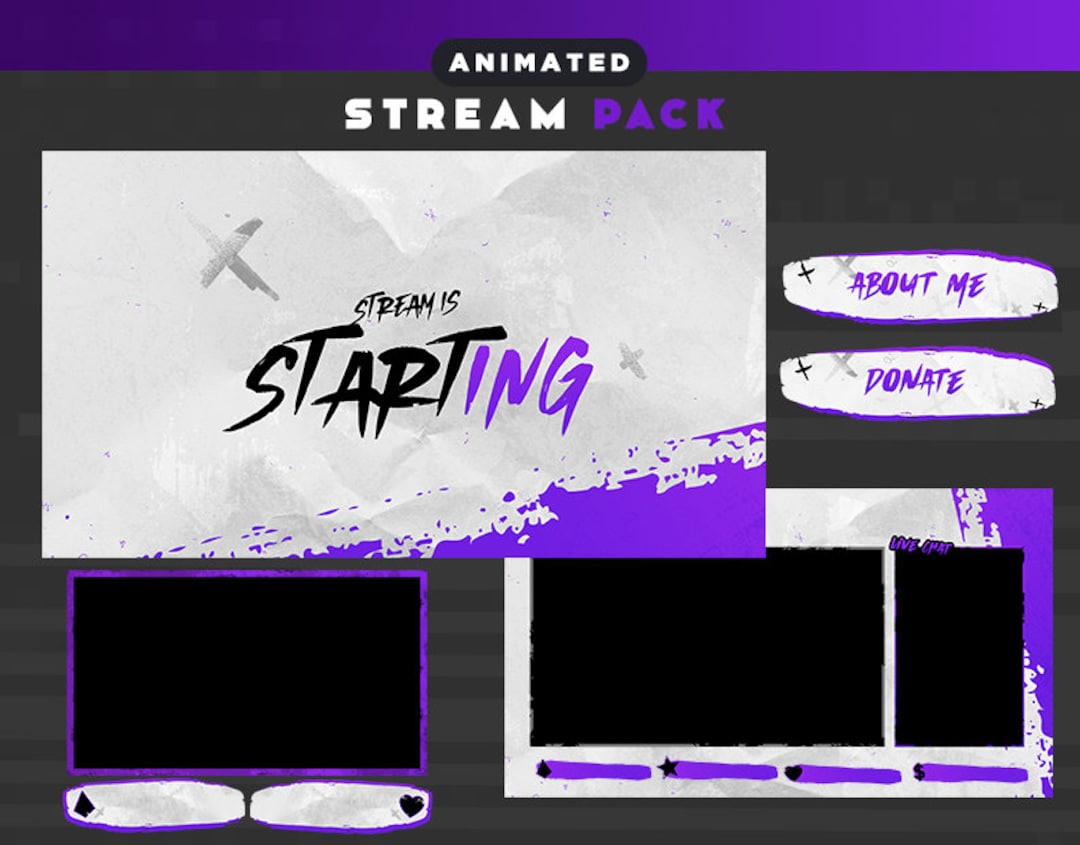 Purple Grunge Animated Stream Overlay Pack | Animated Stream Overlay ...