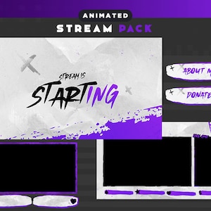 Purple Grunge Animated Stream Overlay Pack | Animated Stream Overlay ...