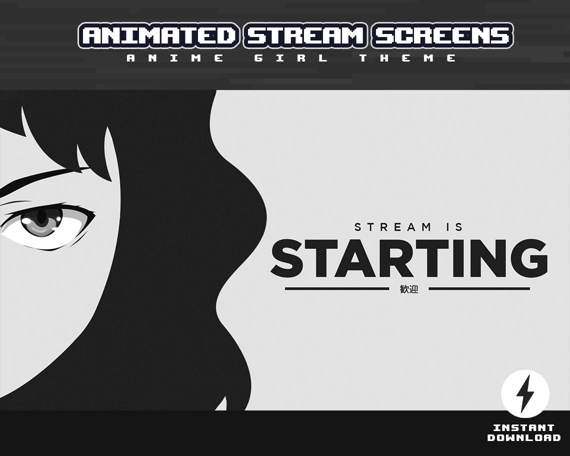 Anime Girl Animated Stream Overlay Pack - Animated Twitch Stream ...