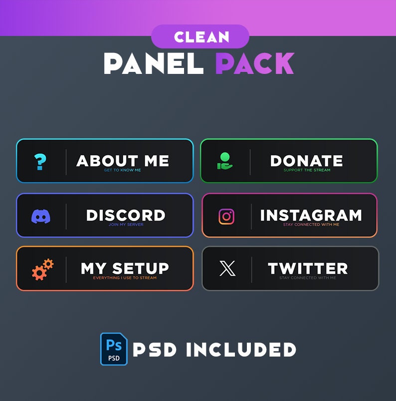 Twitch Panels - Clean Minimal Gradient - Stream Panels | Twitch Stream ...