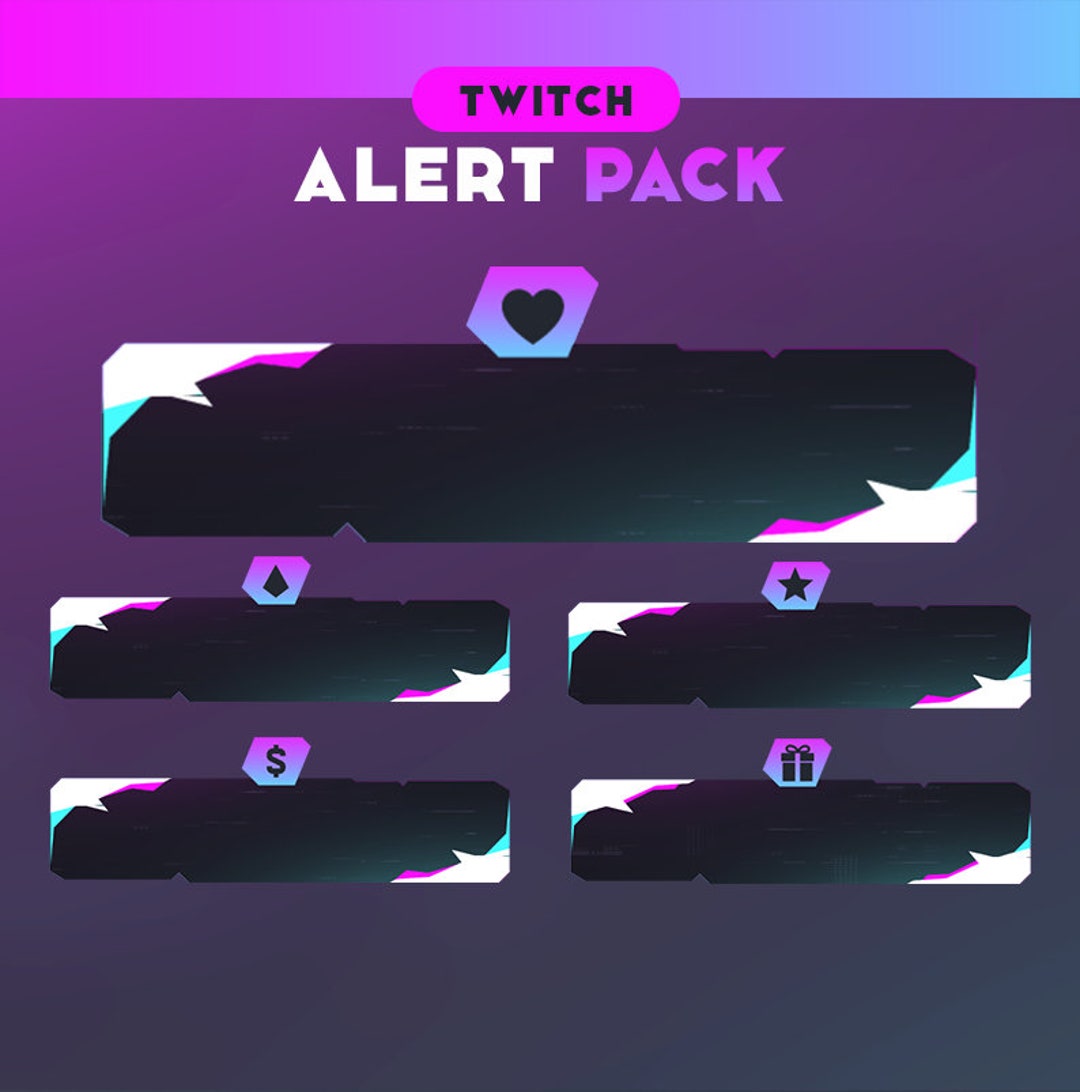 Cyberpunk Glitch Animated Stream Alerts - Twitch Alerts - Sub Bomb ...
