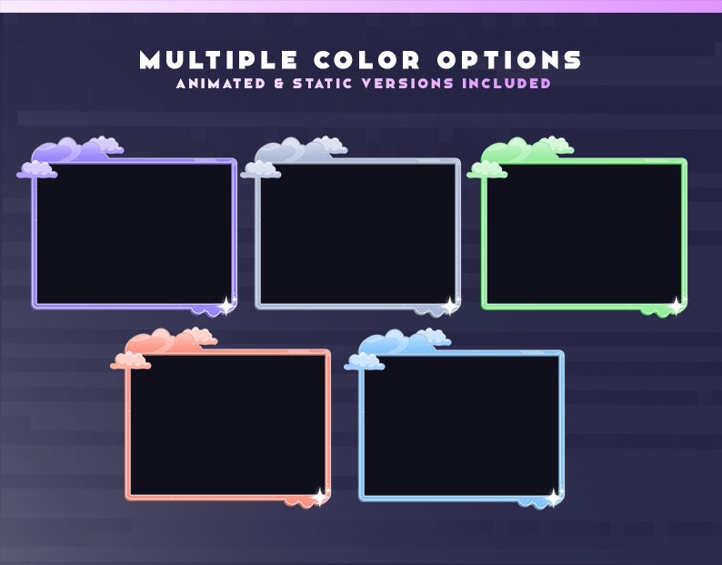 ANIMATED Pastel Pink Cloud Gradient Webcam Border Pack, Webcam Overlays ...