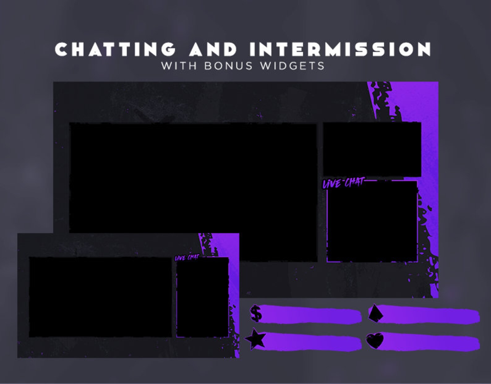 Black & Purple Grunge Animated Stream Overlay Pack | Animated Stream ...