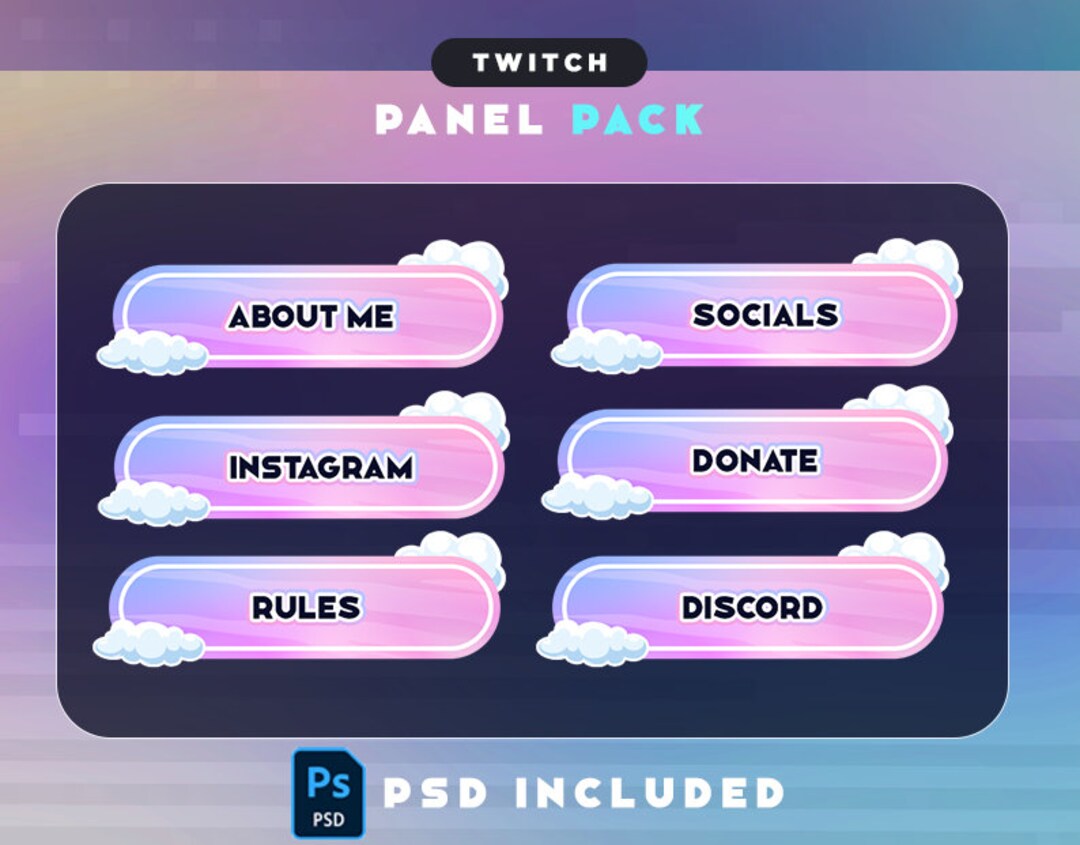 30 Cute Cloud Theme Twitch Panels Pack/twitch Panel/ Streamer, Stream ...
