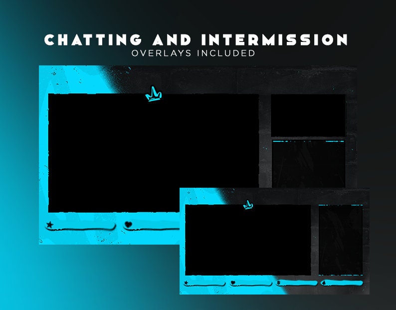 Blue Vandalism Animated Stream Overlay Pack Animated Twitch Stream ...