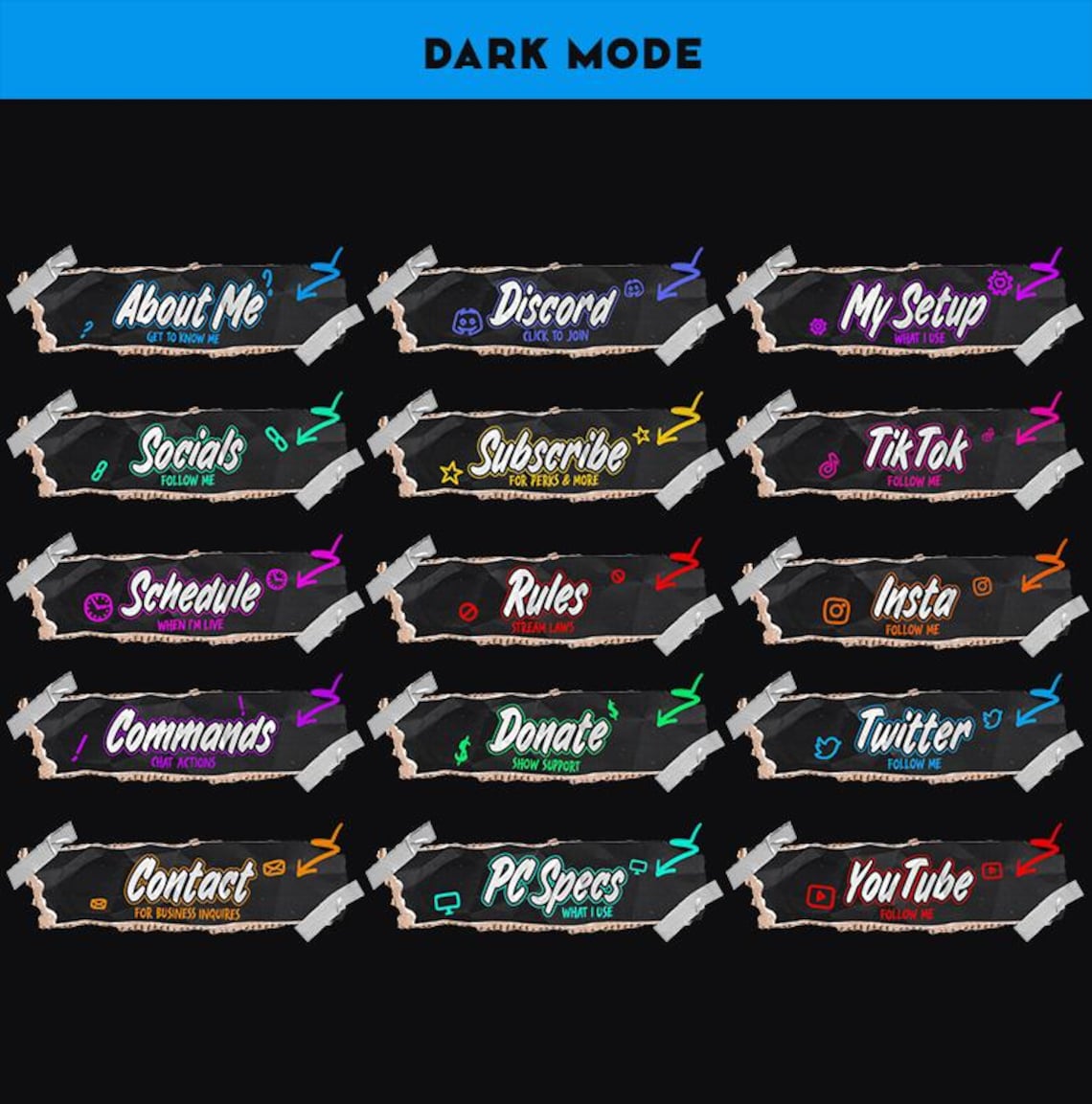 Twitch Panels - Clean Grunge Twitch Pack - Stream Panels | Twitch ...