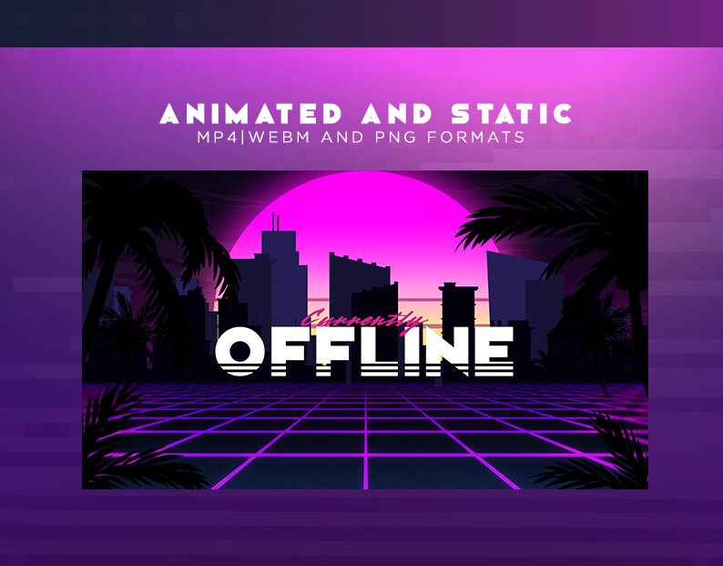 80's Retro Synthwave Animated Stream Overlay Pack - | Animated Stream ...